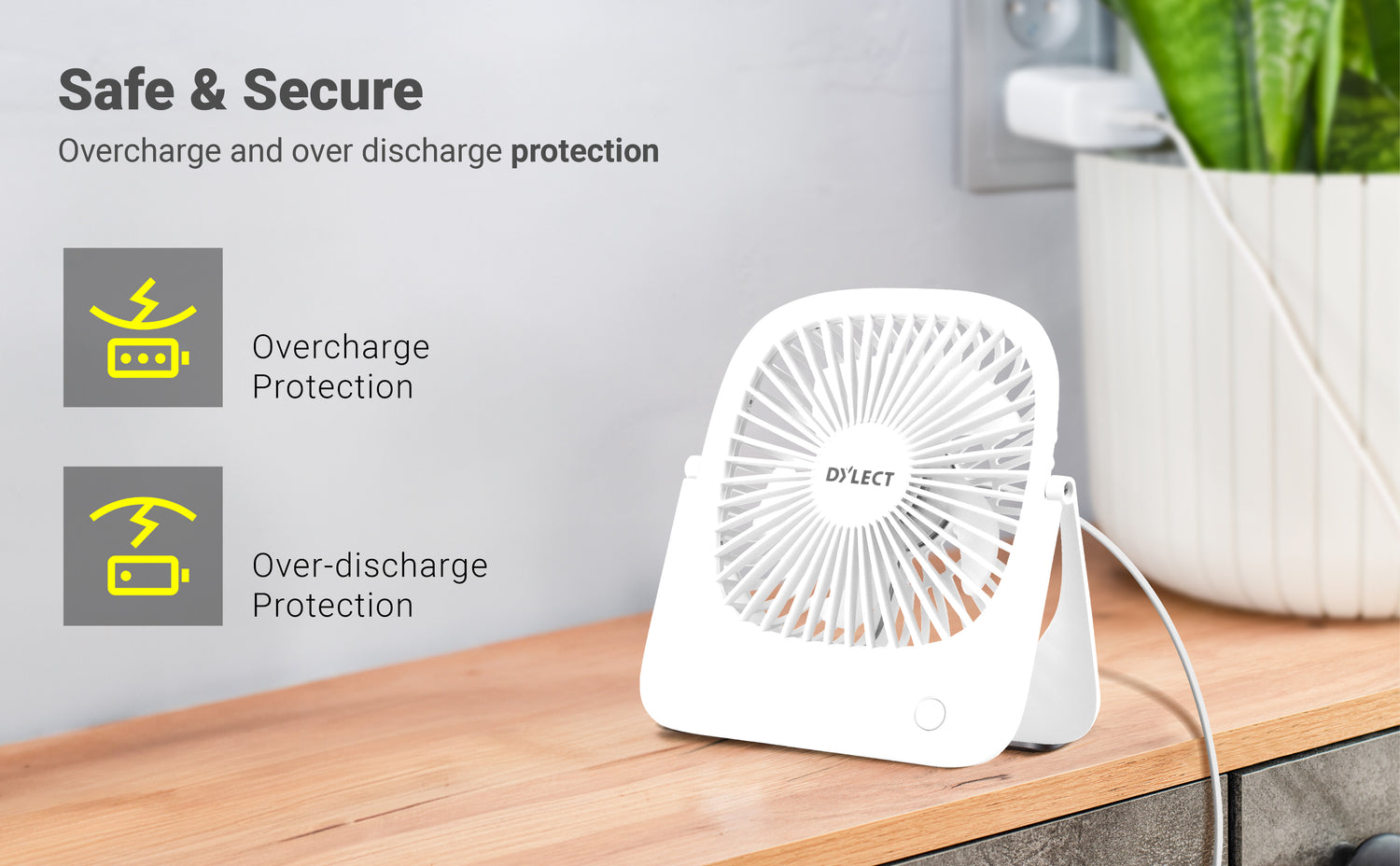 Dylect Briza Flow (White) – Foldable USB Fan with Natural Breeze Mode